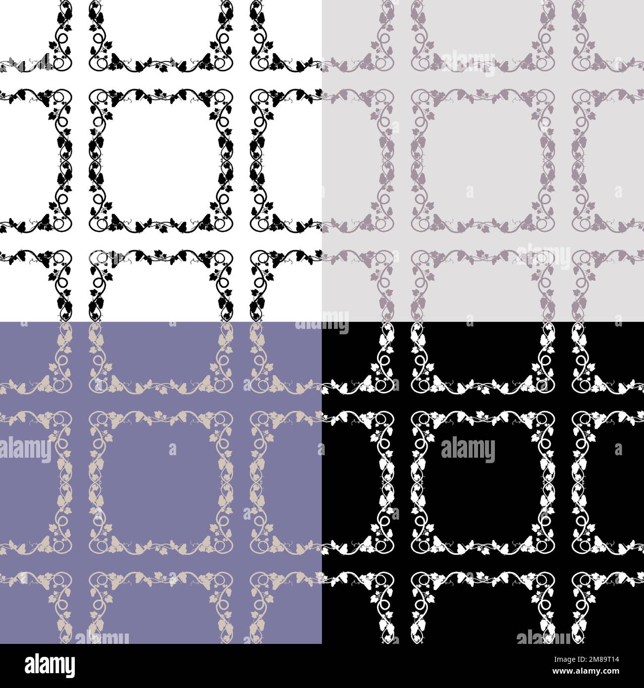 Set of geometric SEAMLESS patterns with Grapevine scroll and tendril ...