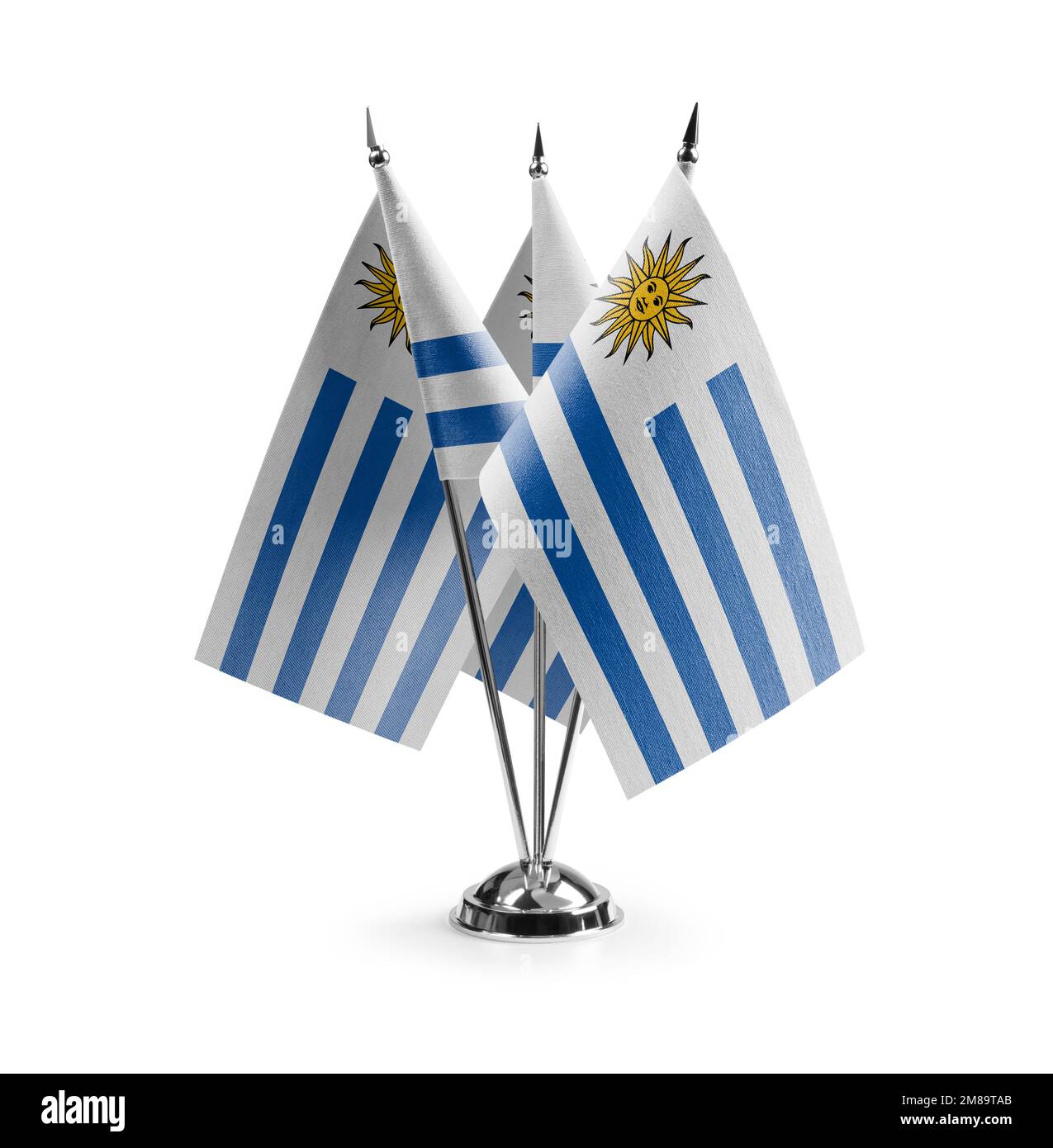 Small national flags of the Uruguay on a white background Stock Photo ...
