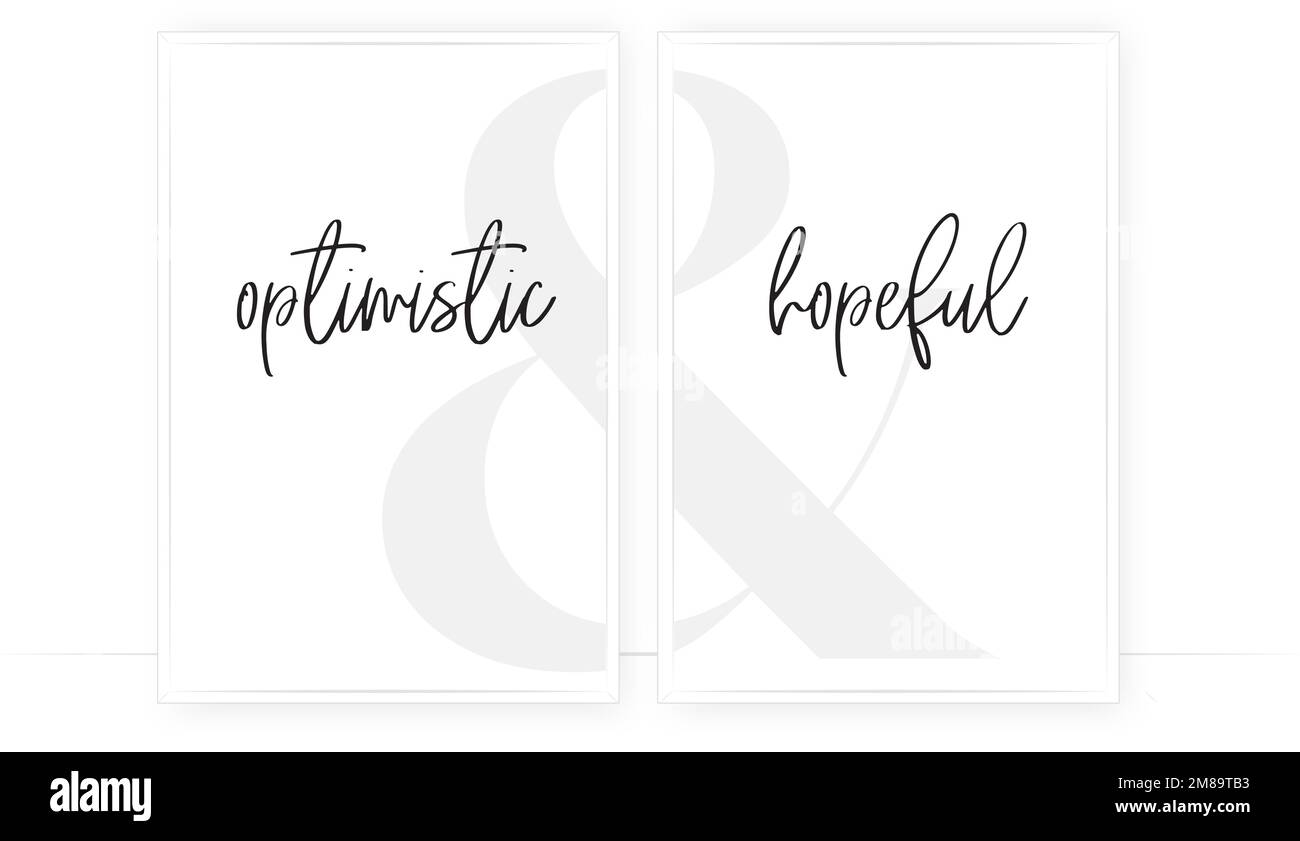 Optimistic And Hopeful, vector. Scandinavian minimalist art design in ...