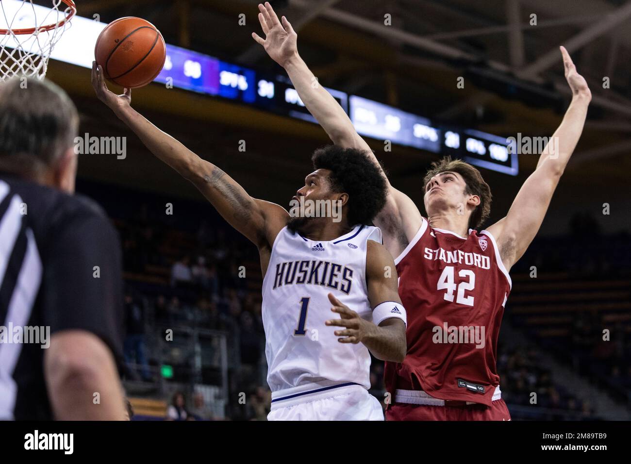 Washington forward Keion Brooks Jr. shoots against Stanford forward ...