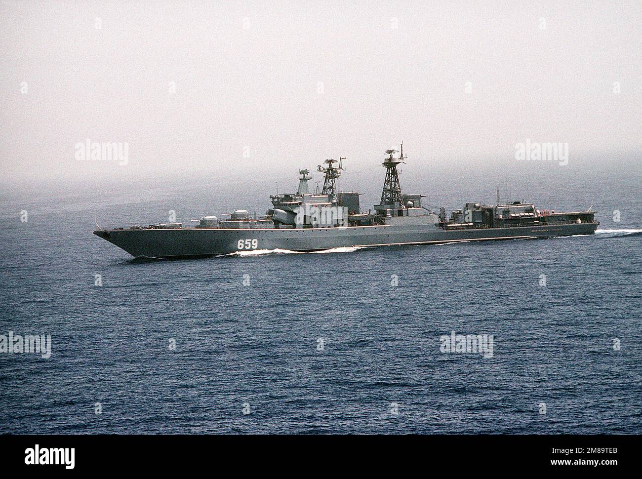 A port bow view of the Soviet Udaloy Class destroyer VITSE-ADMIRAL ...