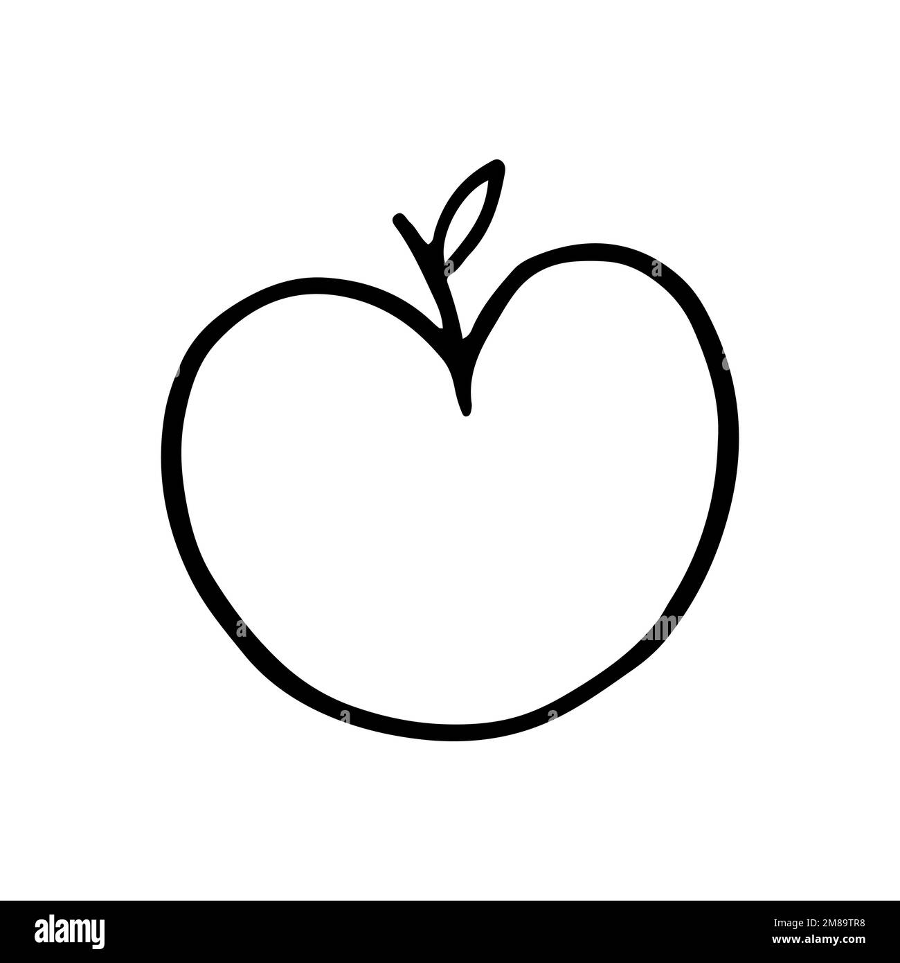 Vector icon of a heart in the shape of an apple drawn in one line ...