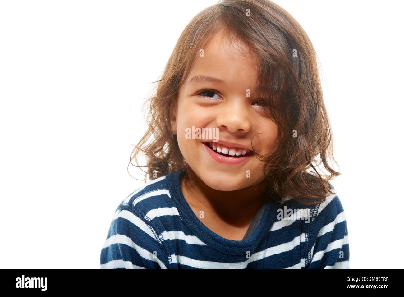 Boy, child and smile of a happy kid feeling happy and calm with ...