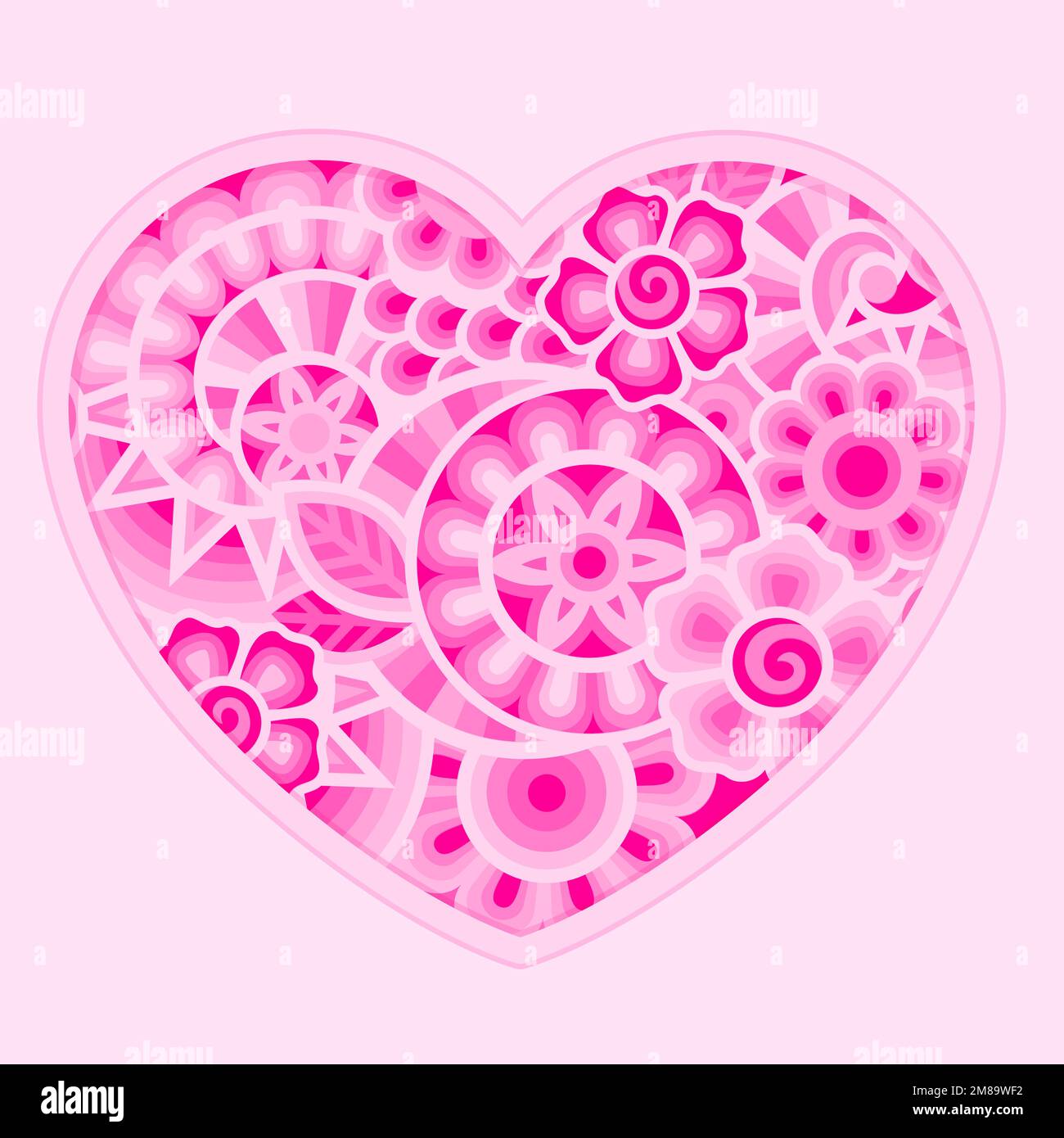 Heart-shaped mandala pattern for Valentine's day and greeting card ...