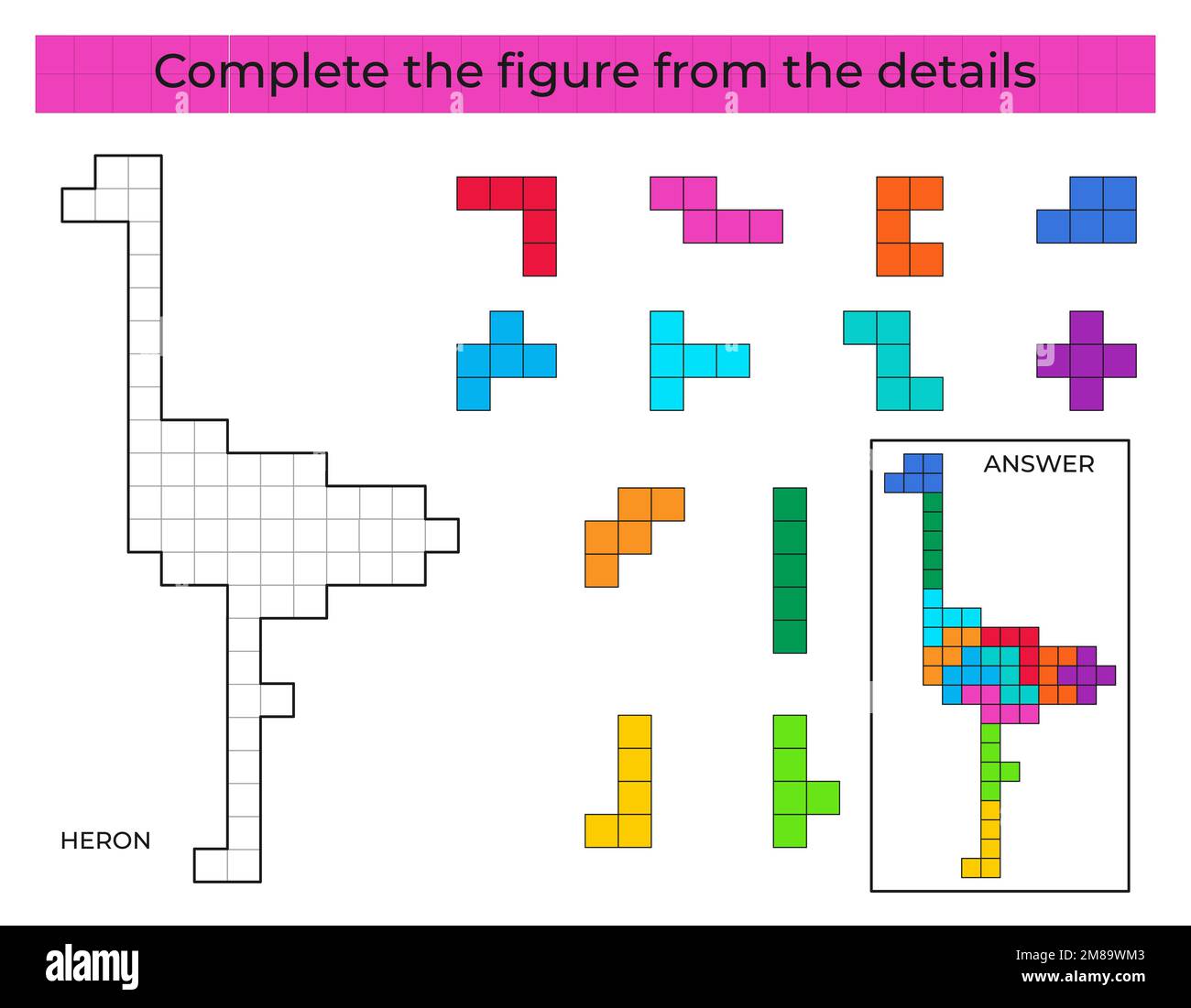 Complete the figure. Puzzle game with heron Stock Vector Image & Art ...