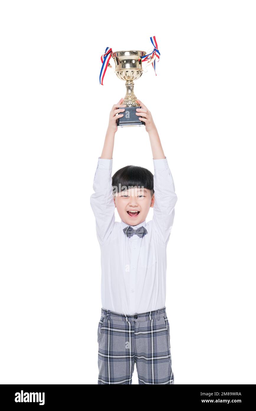 Happy pupils holding the cup Stock Photo - Alamy