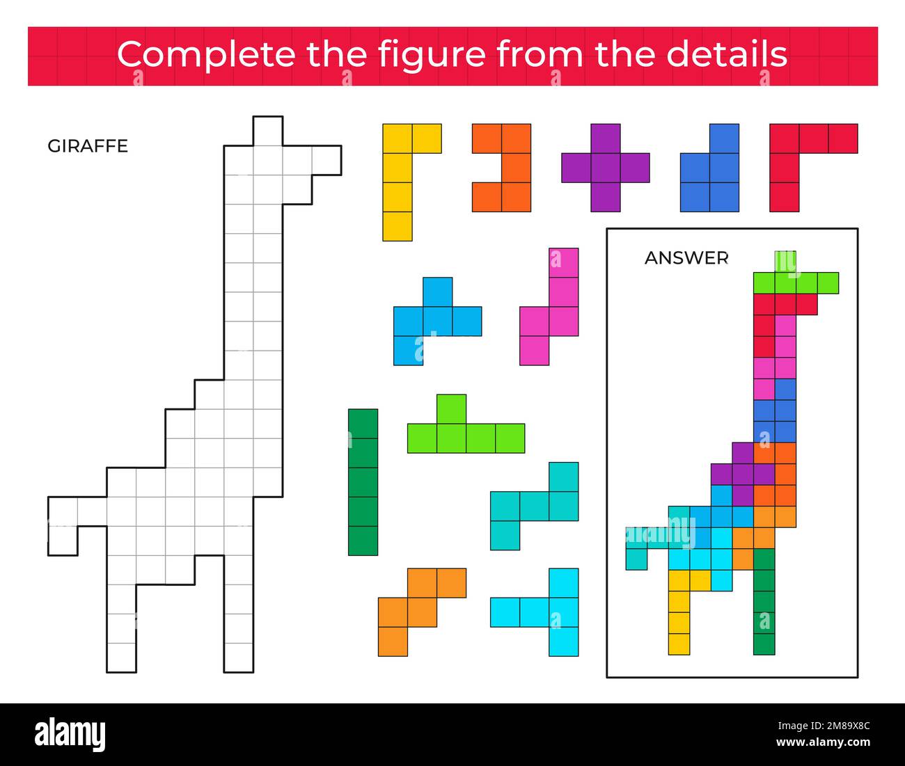 Complete the figure. Puzzle game with Giraffe Stock Vector Image & Art ...