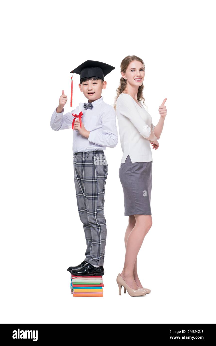 Graduated from elementary school students and the teachers Stock Photo ...