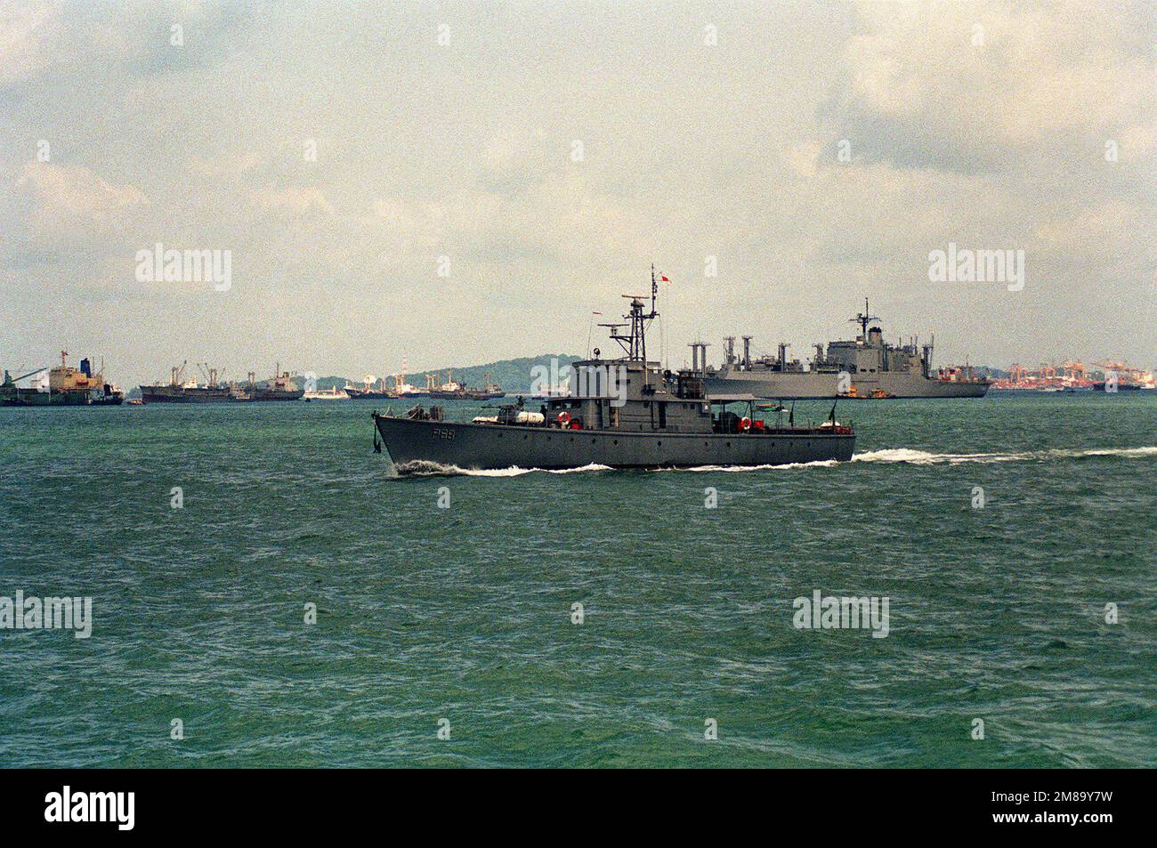 A port bow view of the Singapore training ship RSS PANGLIMA (P-68 ...