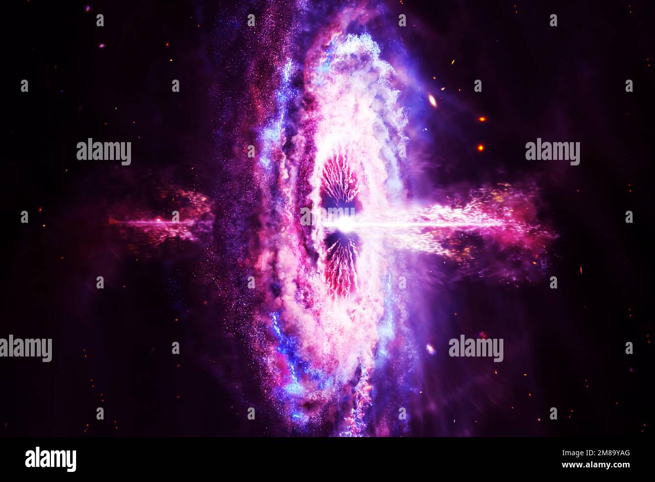 Bright, red-dark quasar in deep space. Elements of this image were ...