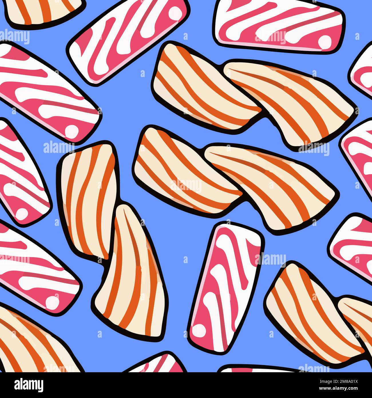 Seamless Pattern with Salmon Fish Fillet Texture. Vector Background for ...