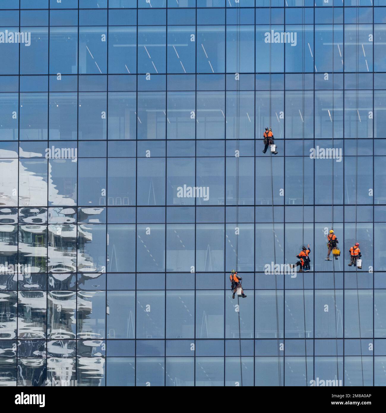 Window cleaners on a Melbourne sky scraper Stock Photo - Alamy