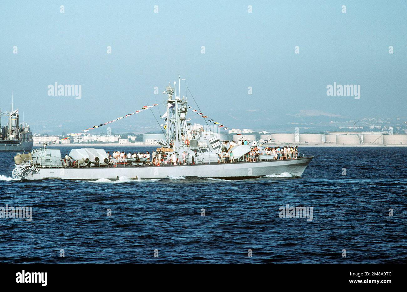 A starboard beam view of an Israeli Saar 3 Class fast attack craft ...