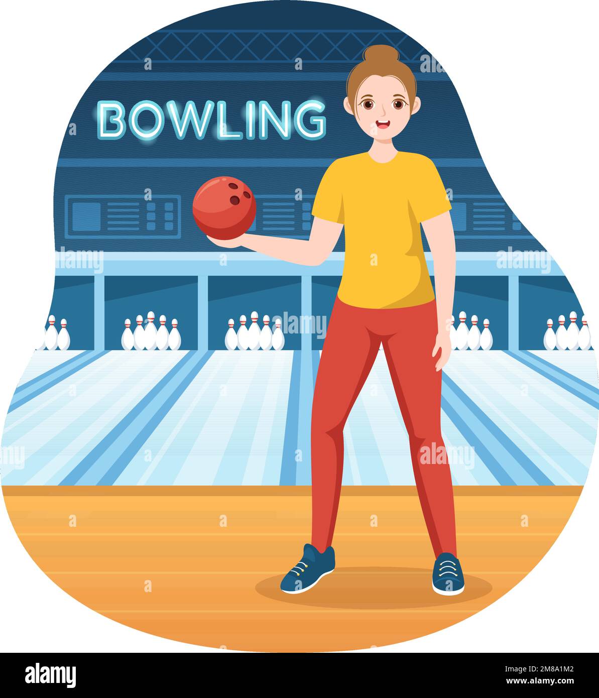 Bowling Game Illustration with Pins, Balls and Scoreboards in a Sport ...