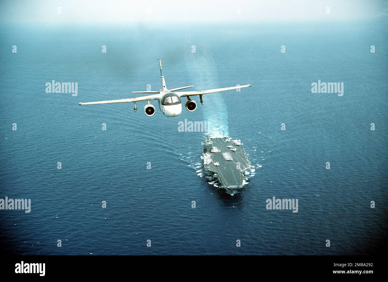 An air-to-air front view of an S-3A Viking aircraft from Air Anti ...