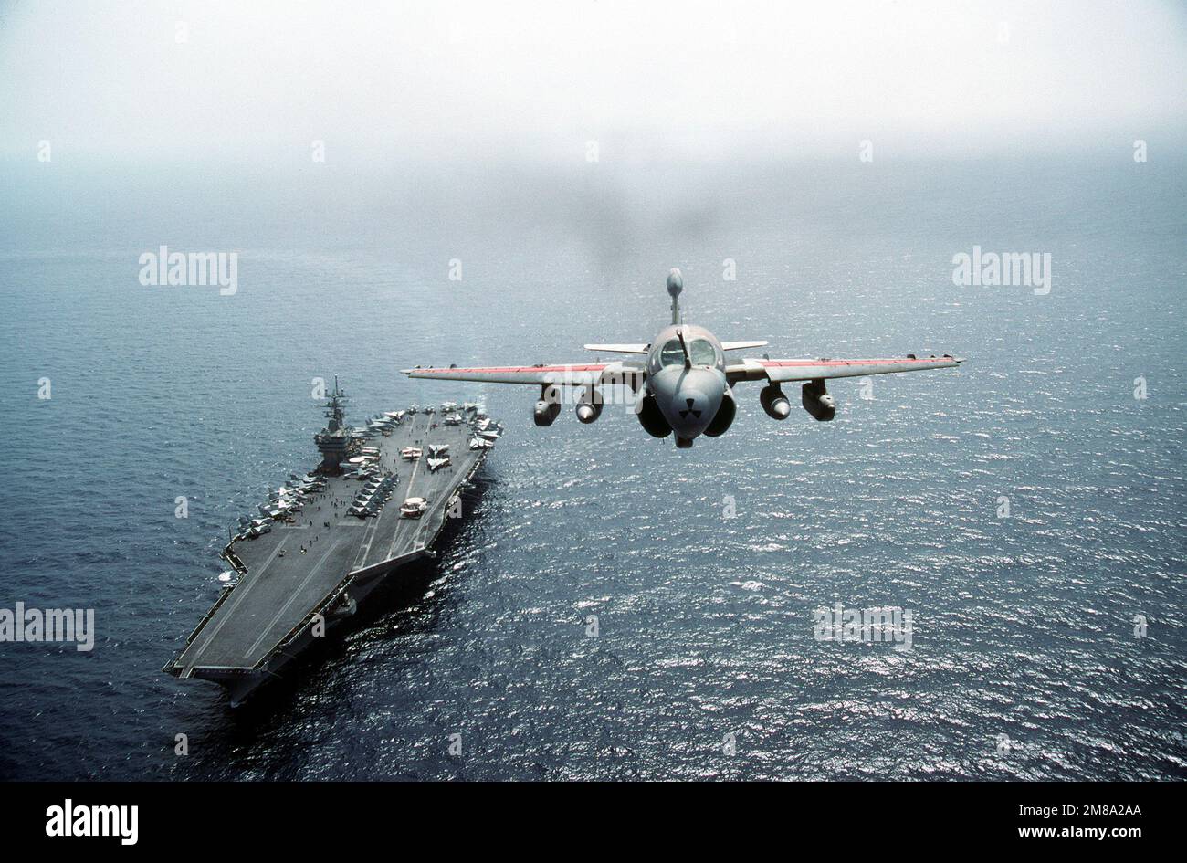 An air-to-air front view of an EA-6B Prowler aircraft from Tactical ...