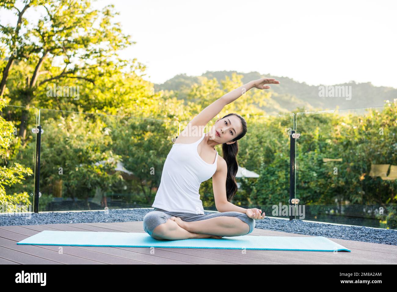 The young woman yoga practice Stock Photo - Alamy