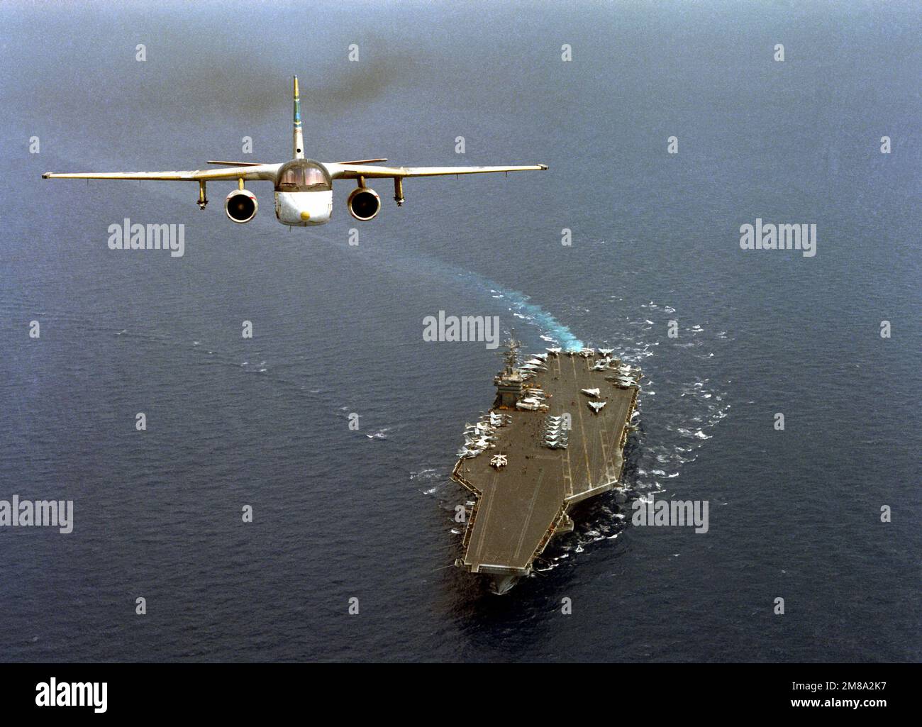 An air-air front view of an Air Anti-submarine Squadron 31 (VS-31) S-3A ...