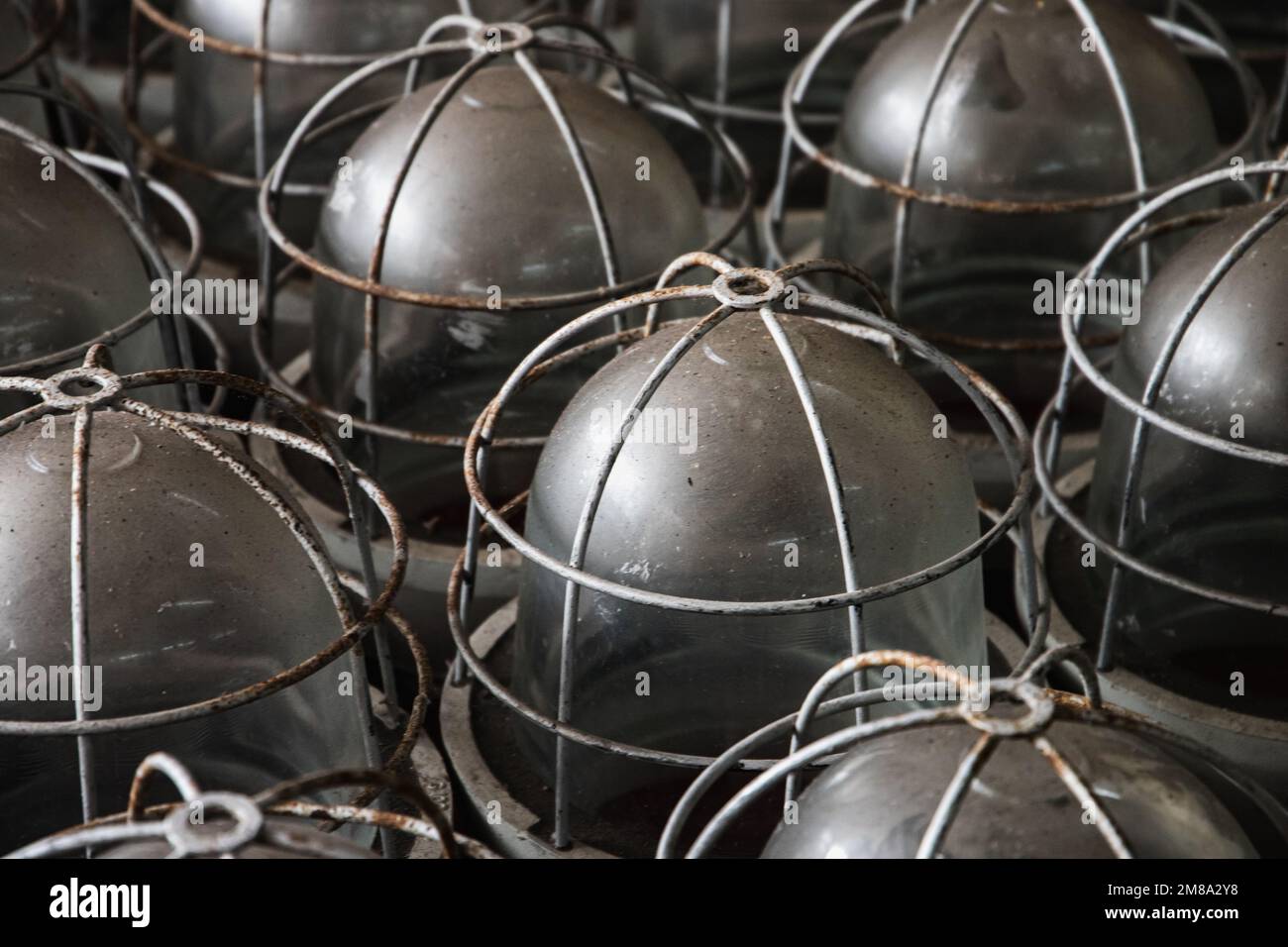 Dusty vintage naval lights are in stock, close up photo with soft ...