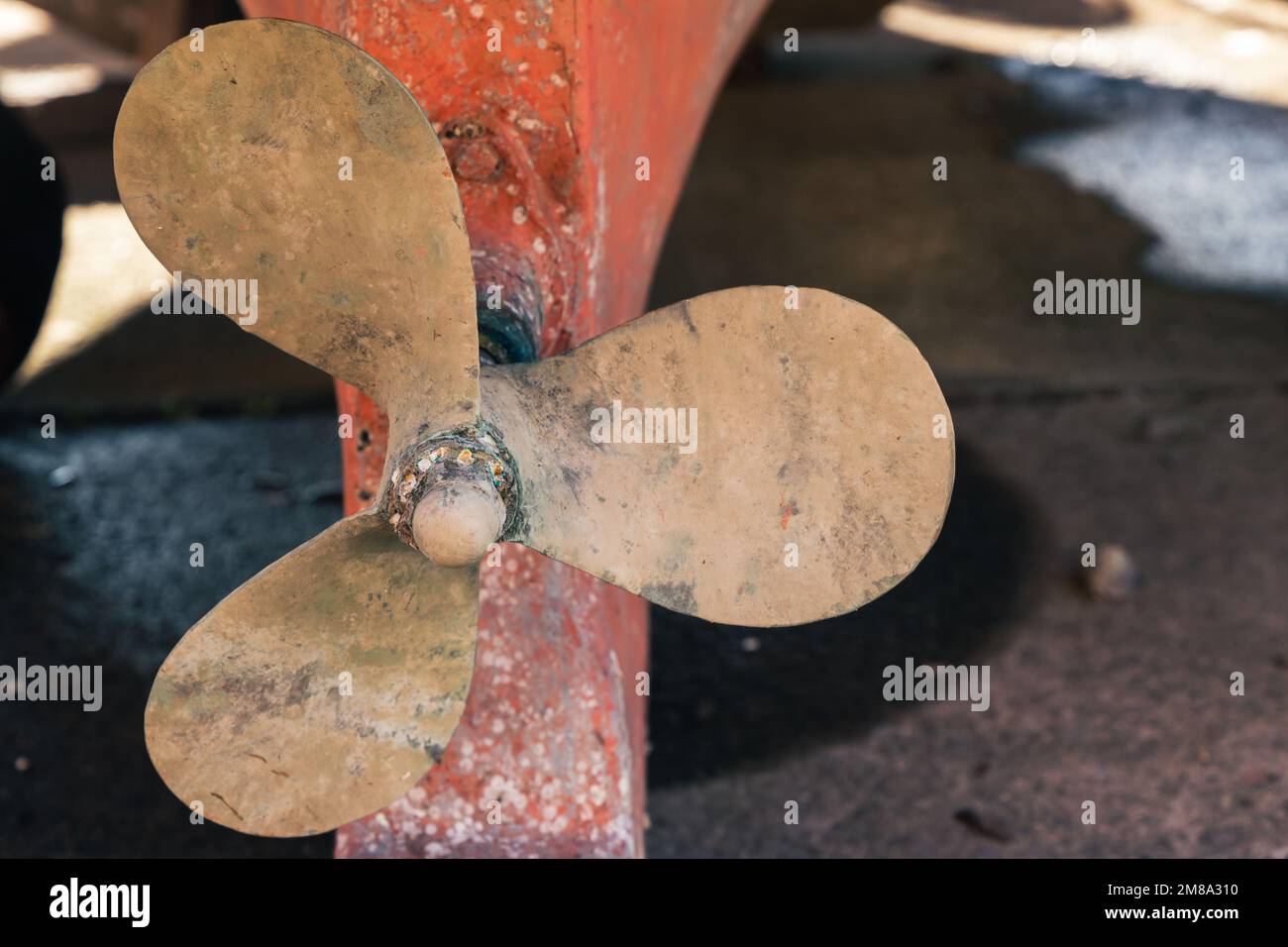 Old boat propeller, close up photo with selective soft focus Stock ...