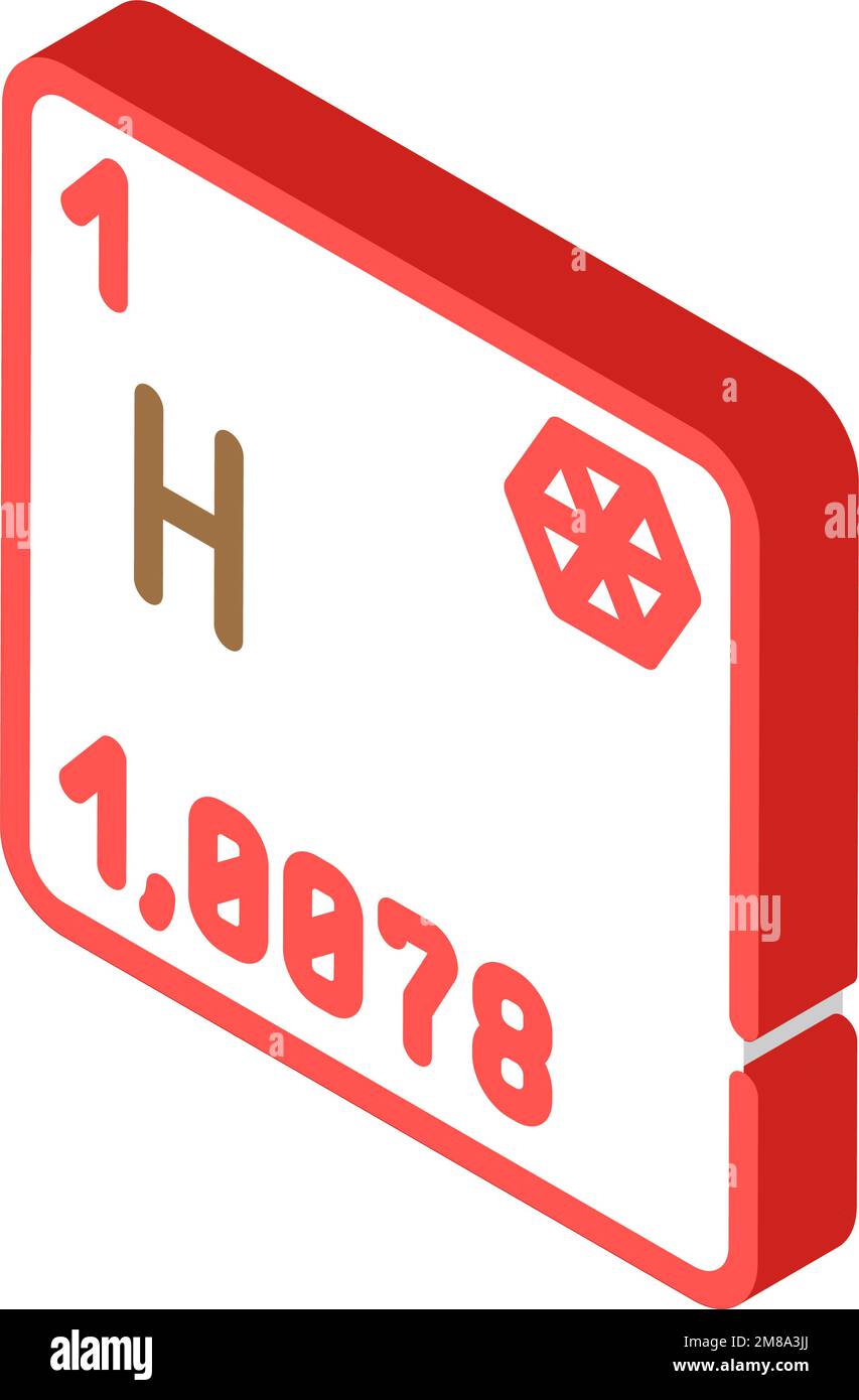 hydrogen chemical element isometric icon vector illustration Stock ...