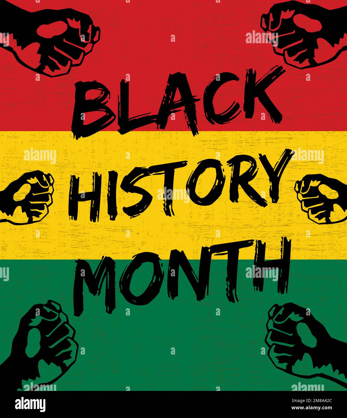 Black History Month design poster with African flag and rise hands ...