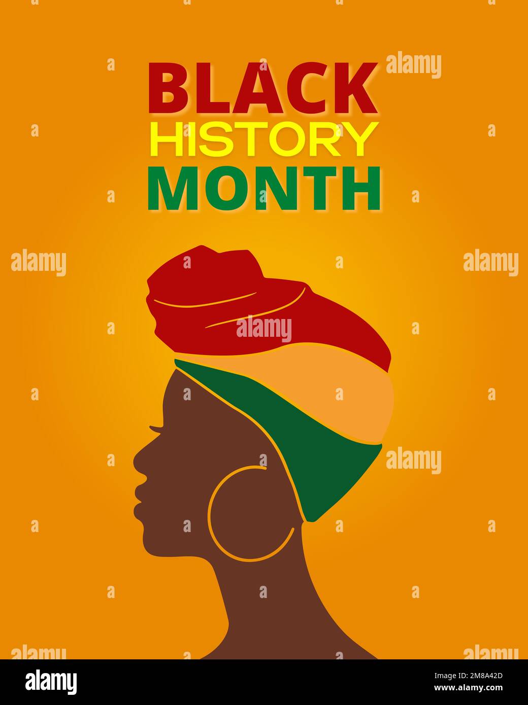 Black history month with Black woman and African flag. For poster ...