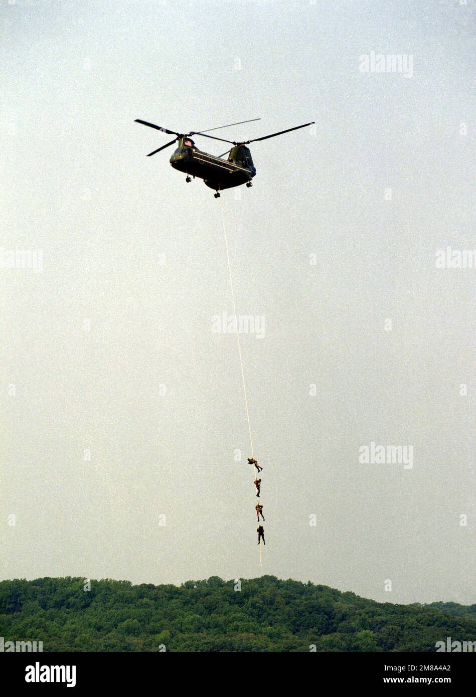 A CH-46 Sea Knight helicopter transports Marines during a special ...