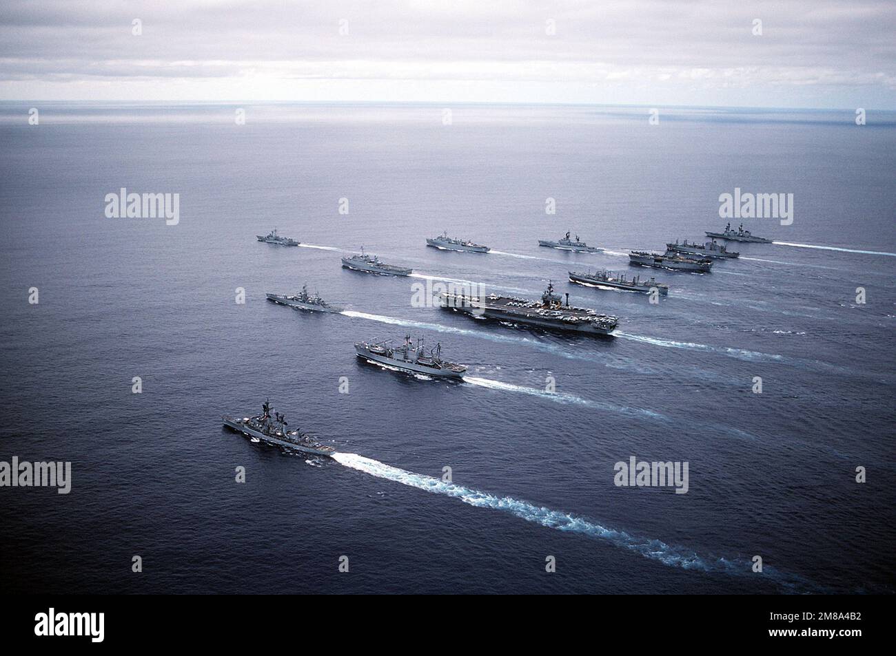 An aerial view of ships of the aircraft carrier USS JOHN F. KENNEDY (CV ...