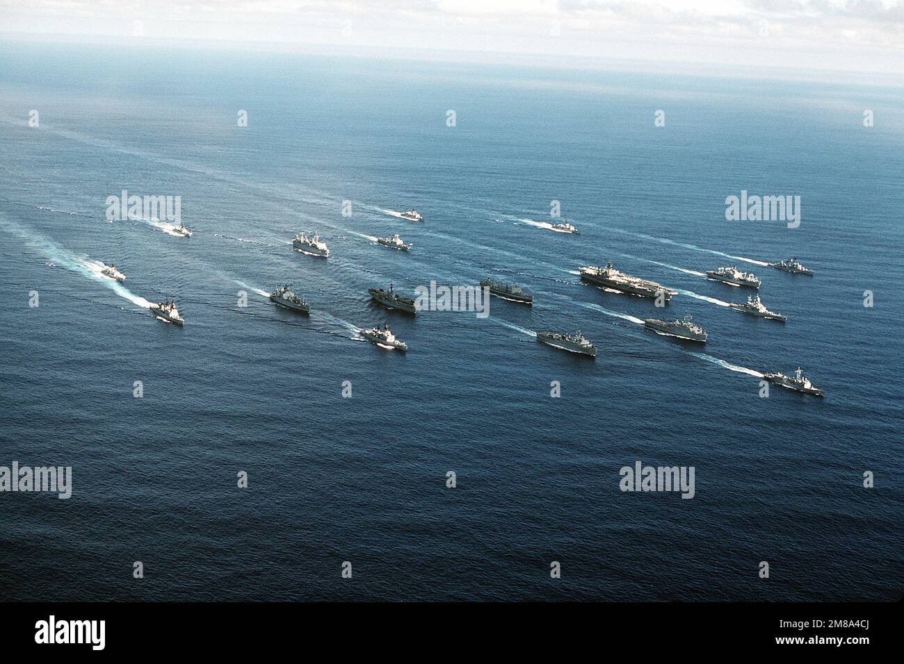 An aerial view of ships of the aircraft carrier USS JOHN F. KENNEDY (CV ...