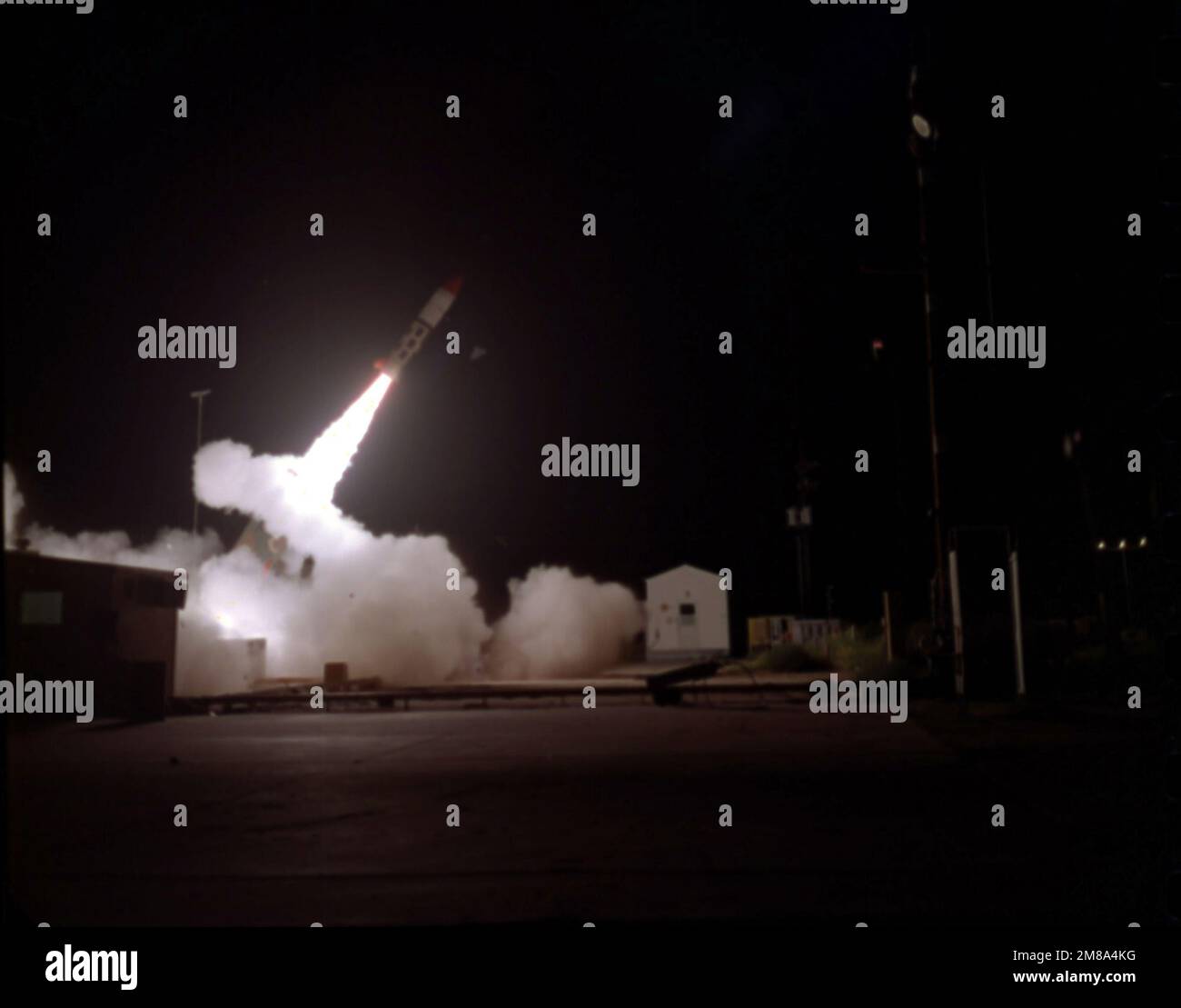 A semiballistic missile is launched from a multiple launch rocket ...