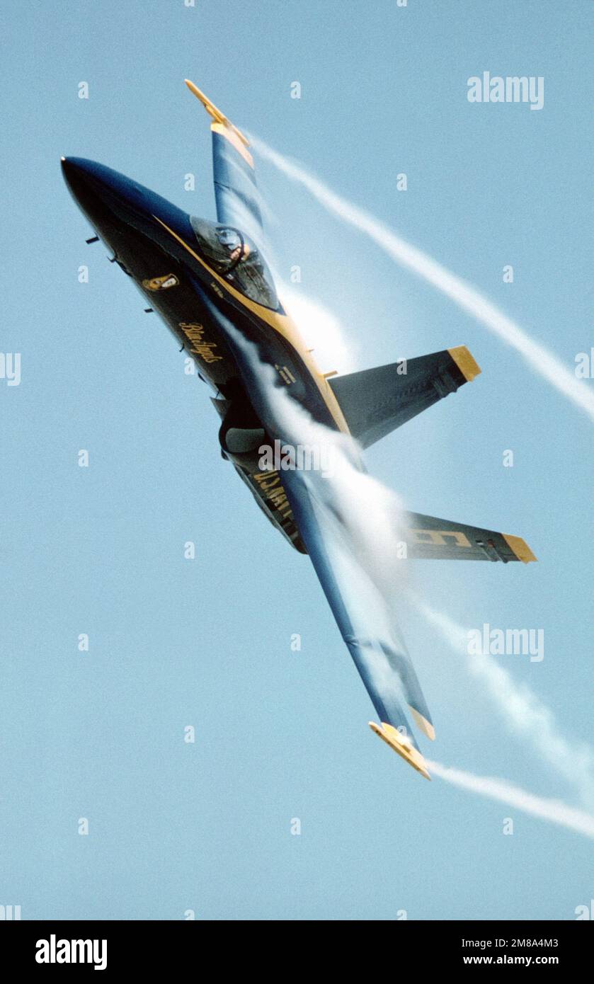 A left front view of a Navy Blue Angels Flight Demonstration Team F/A ...
