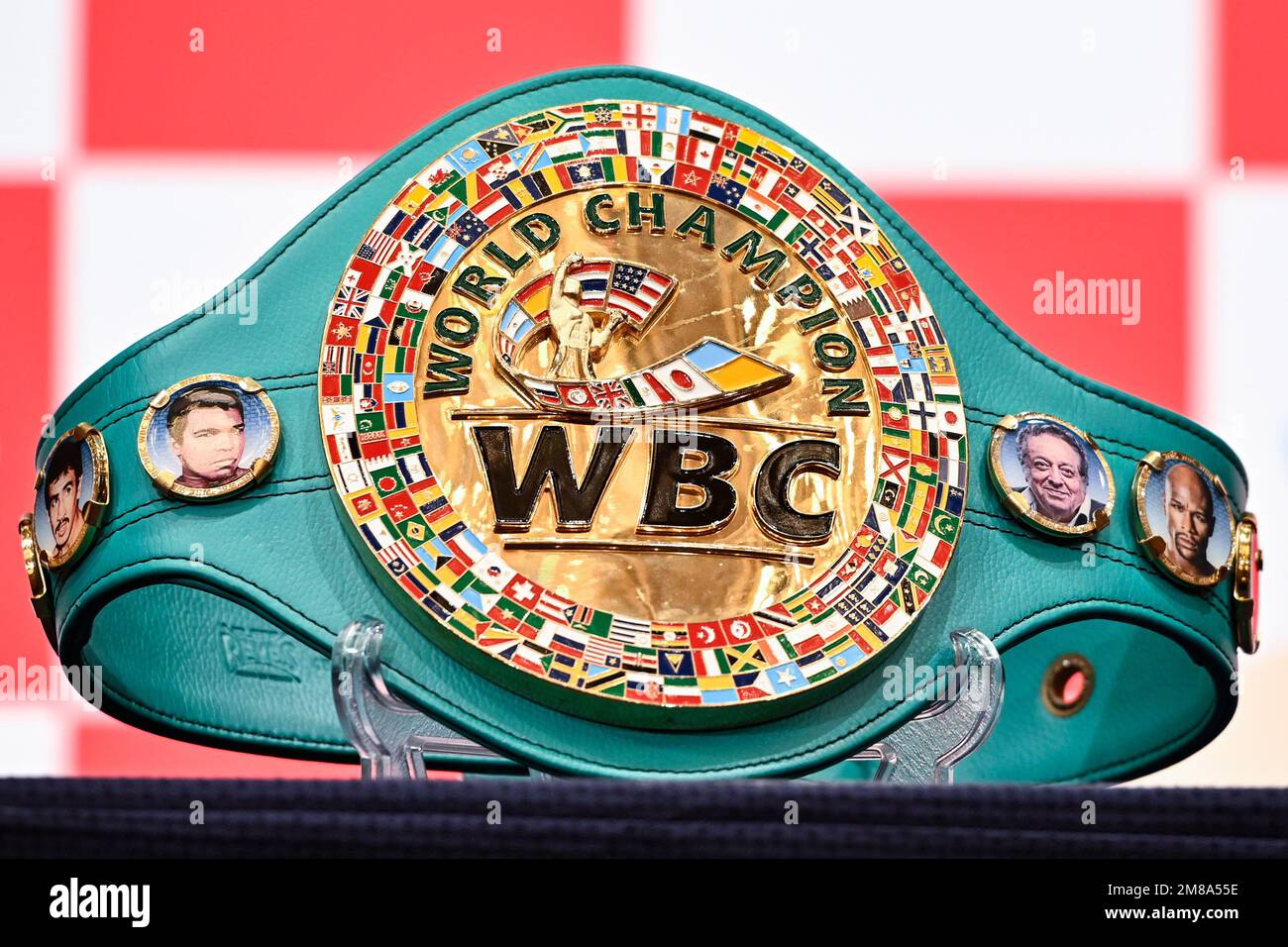 WBC world bantamweight championship belt is seen during a press ...