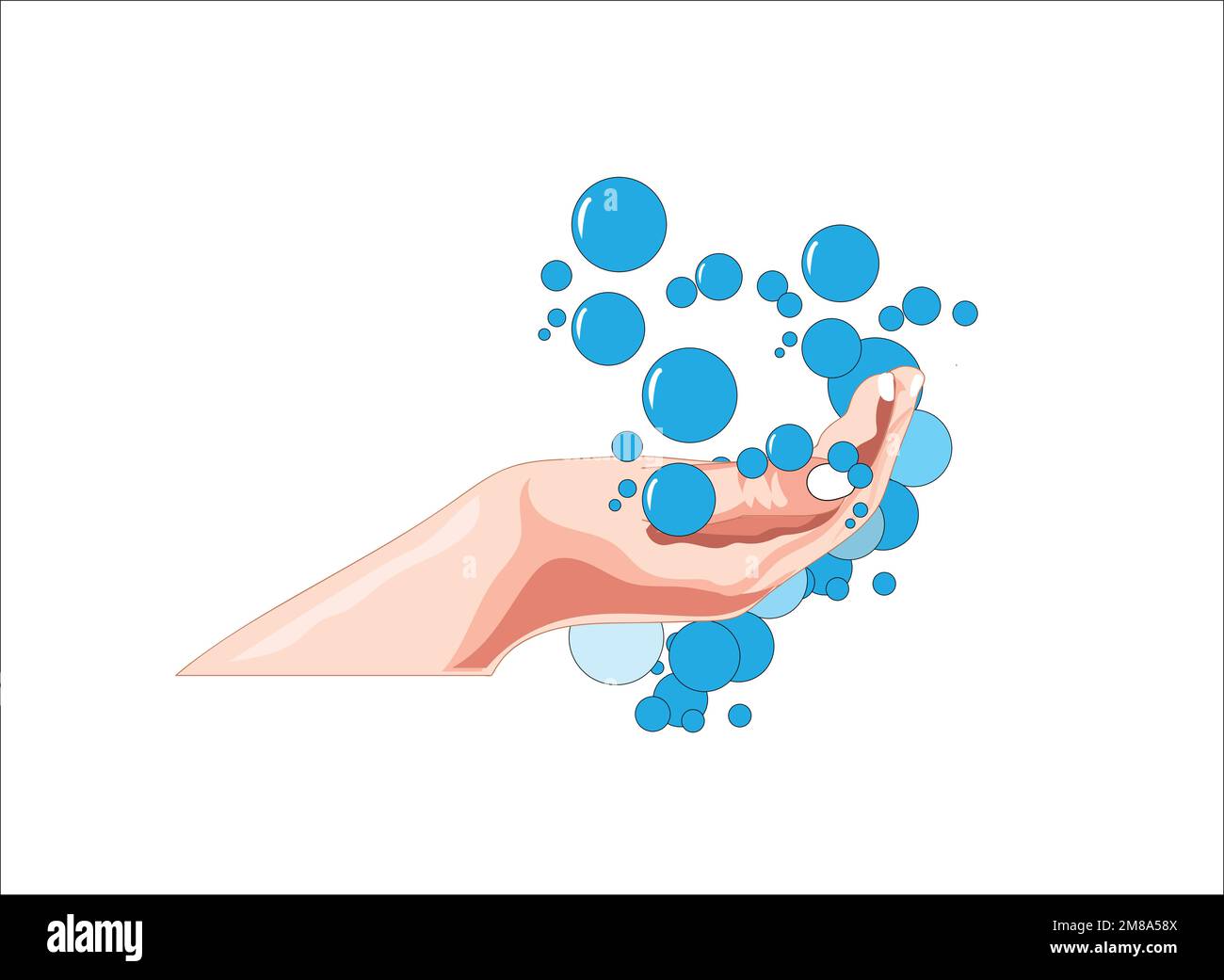 Washing pair of hand with soap and bubbles vector illustration Stock ...