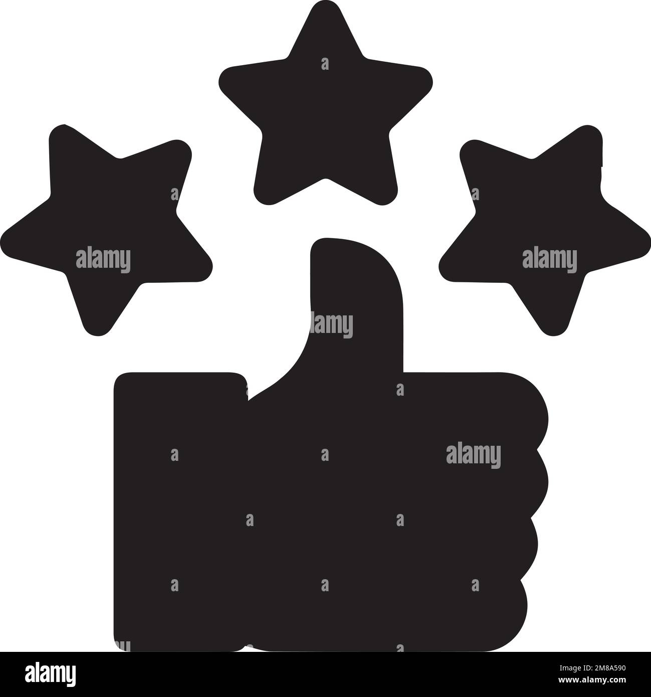 A Vector design of feedback stars and like icon for reviews on a white ...