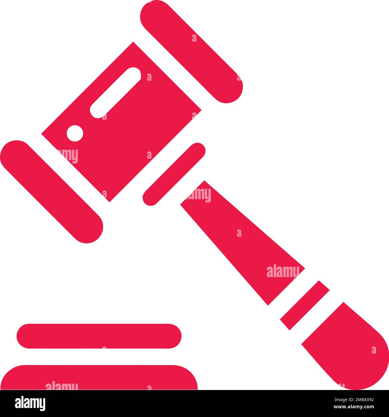 A Vector design of judge gavel icon in red isolated on a white ...