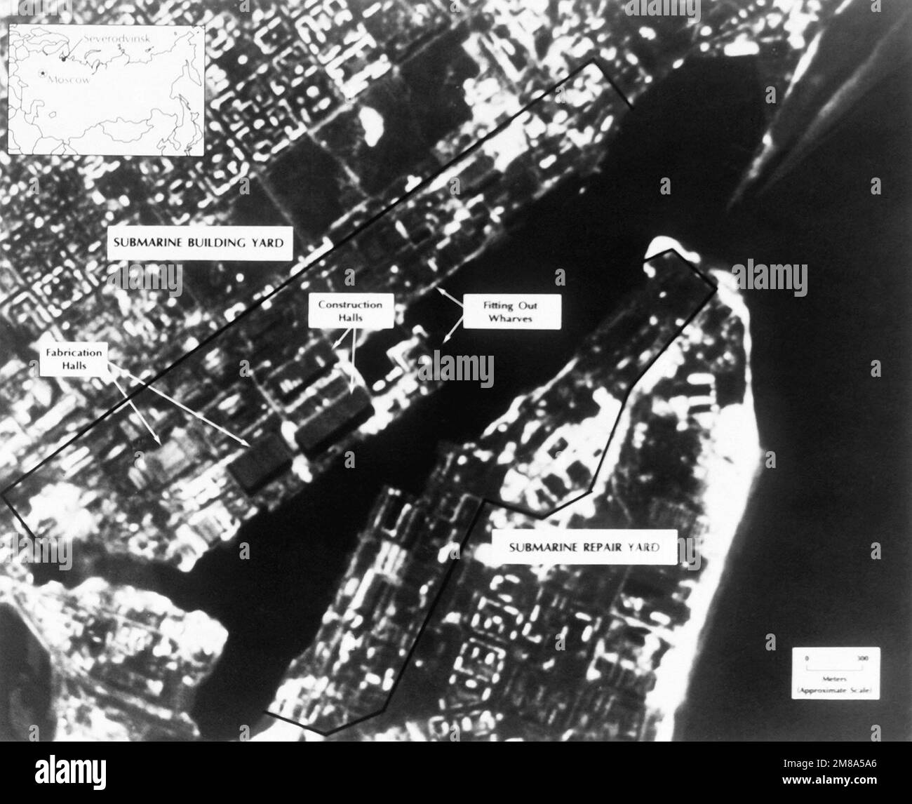 An aerial view of the Soviet naval shipyard at Severodvinsk. Country ...