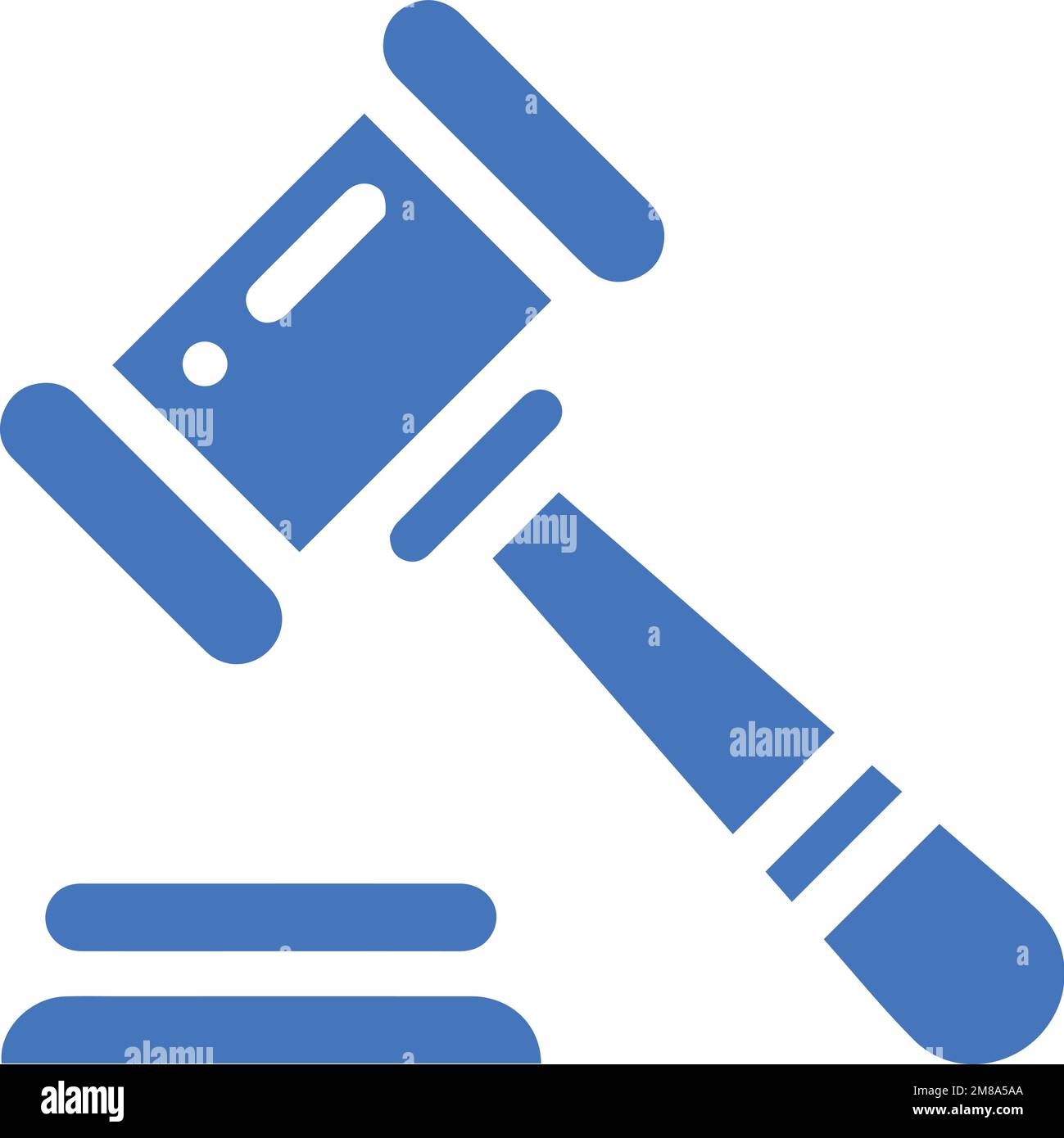 A vector design of judge gavel icon in blue isolated on a white ...