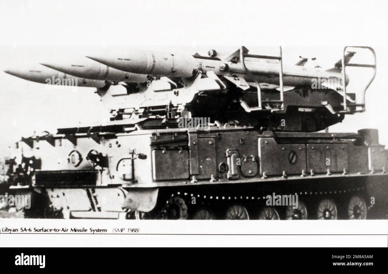 A close-up view of a Libyan SA-6 surface-to-air missile system. Country ...