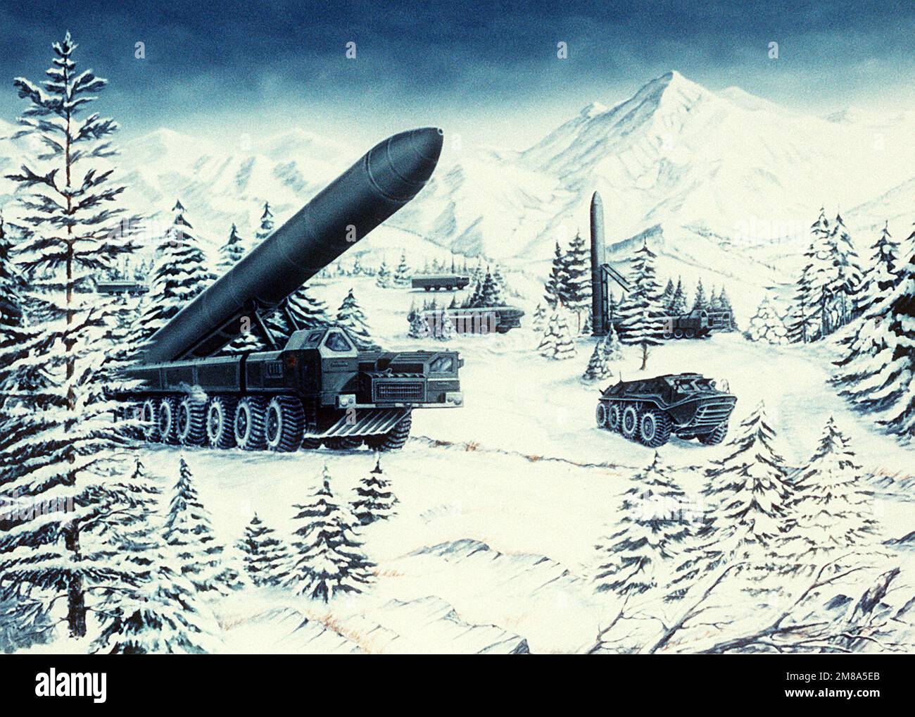 An artist's concept of a Soviet SS-25 intercontinental ballistic ...