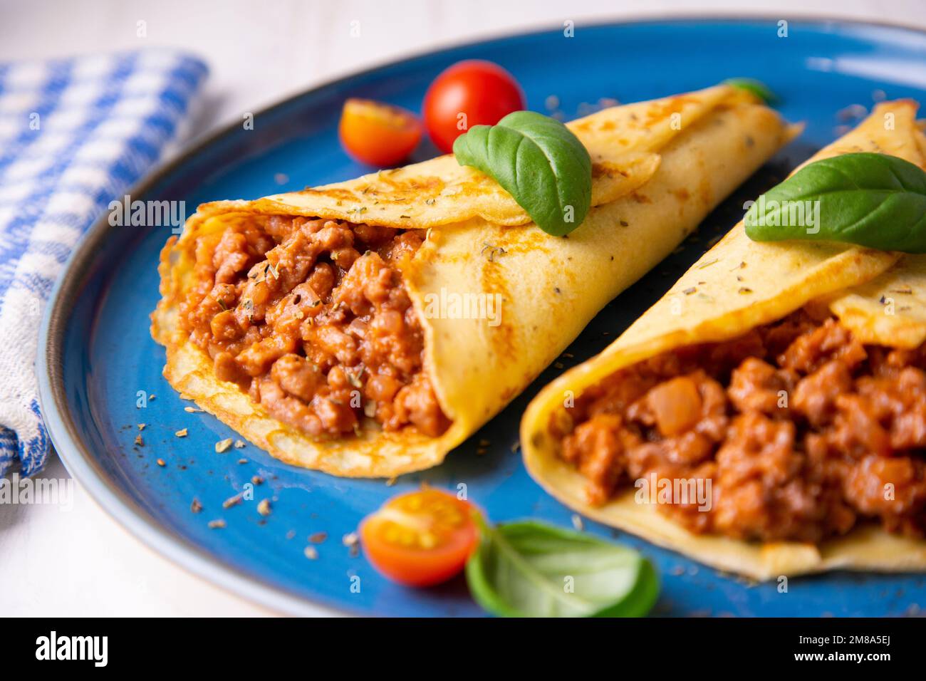 Bolognese meat Crepes. The crepes is a recipe of French origin in which ...