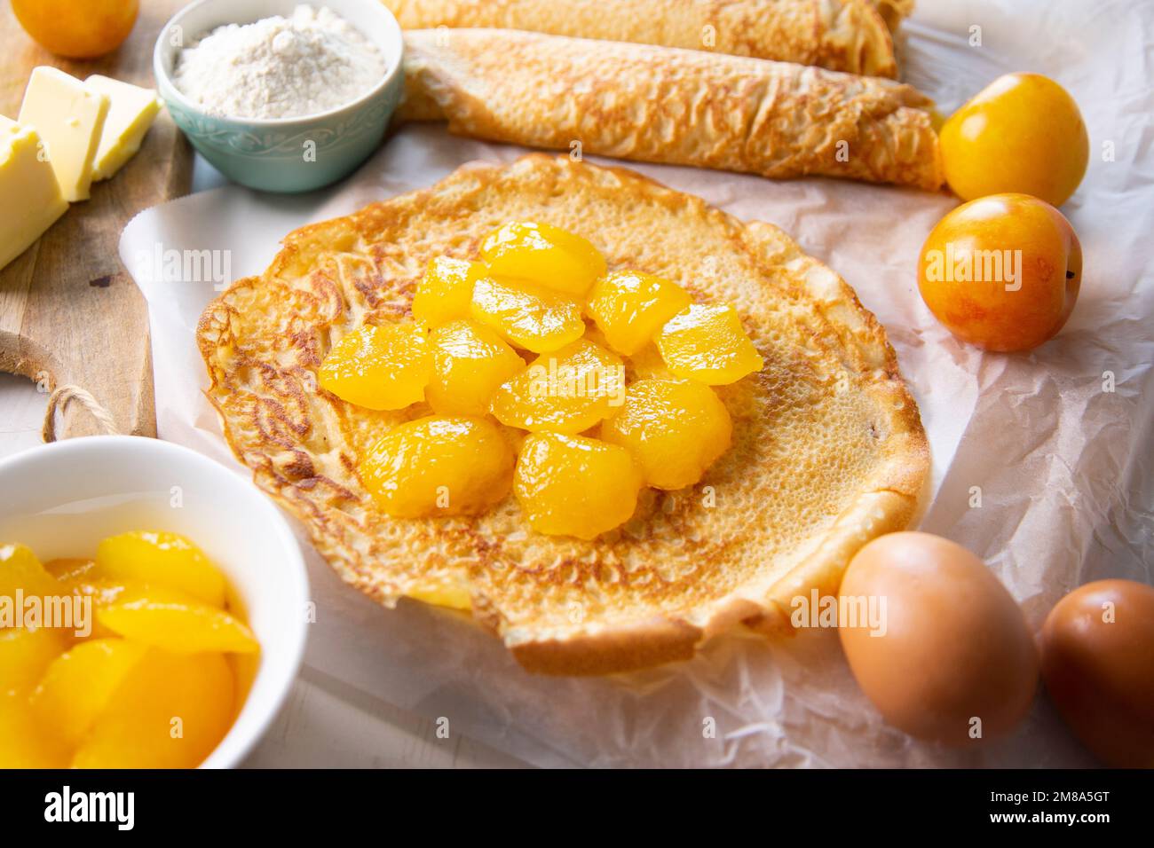 Plumb Crepes. The crepes is a recipe of French origin in which a dough ...