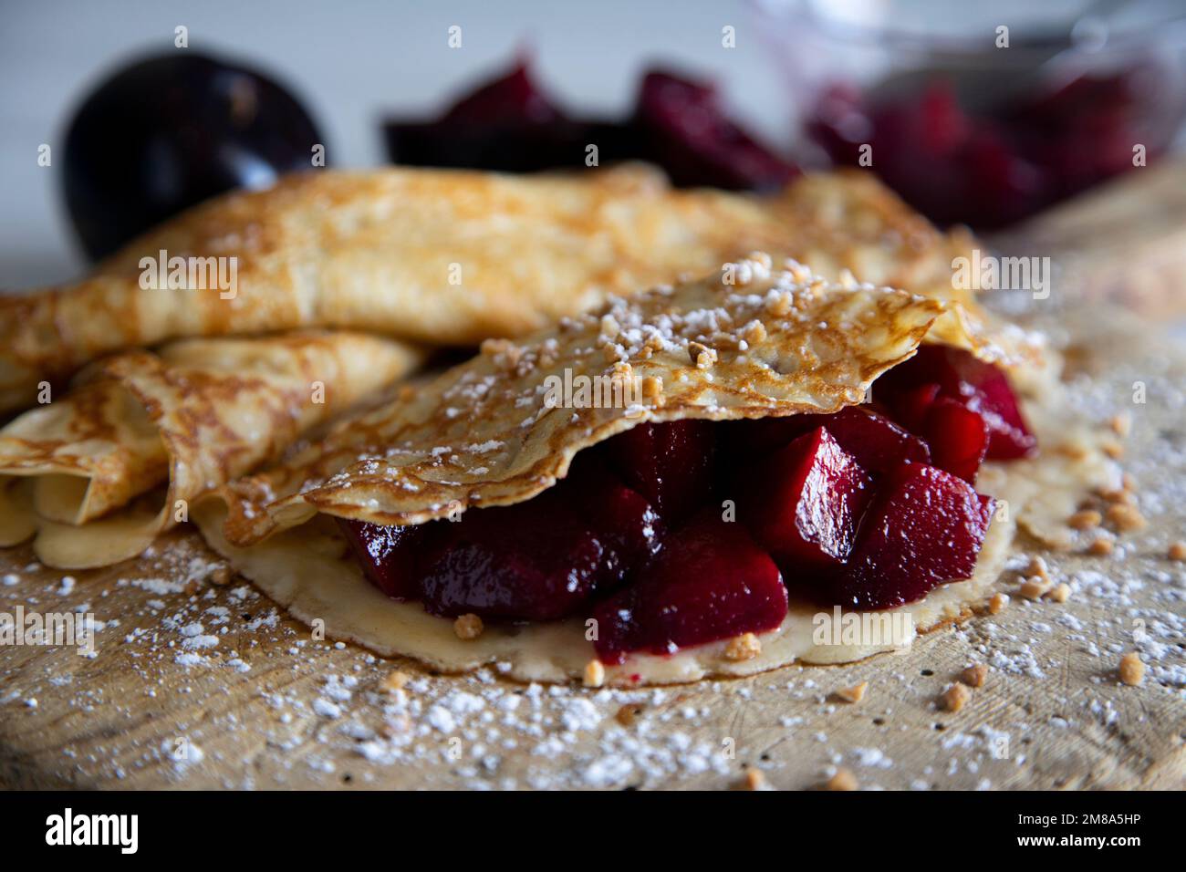 Plumb Crepes. The crepes is a recipe of French origin in which a dough ...