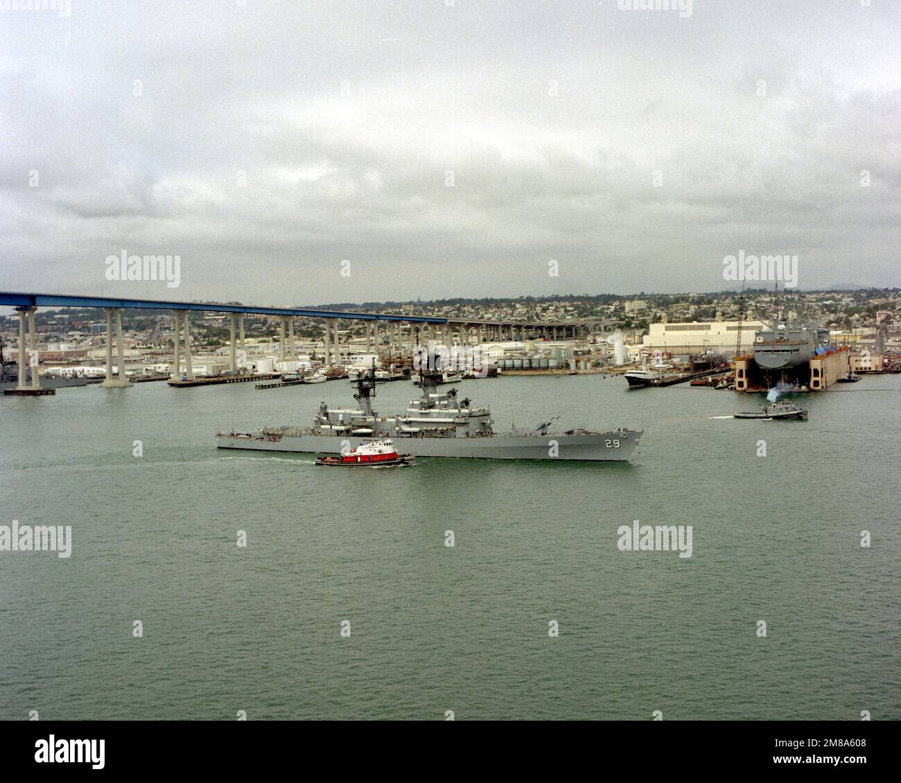 A starboard bow view of the guided missile cruiser USS JOUETT (CG-29 ...