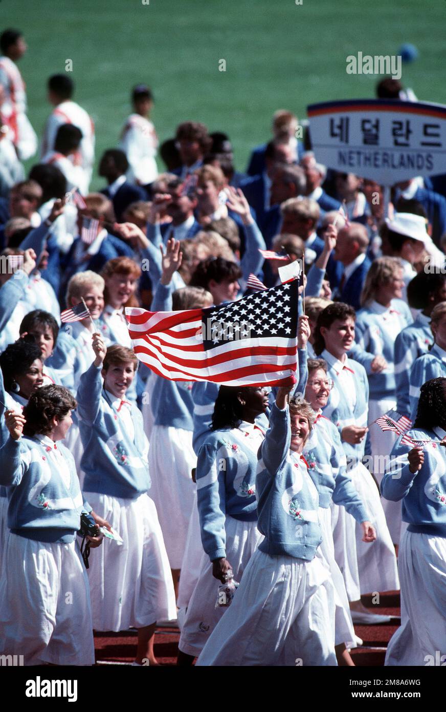 The American delegation walks into the Olympic Stadium during opening ...