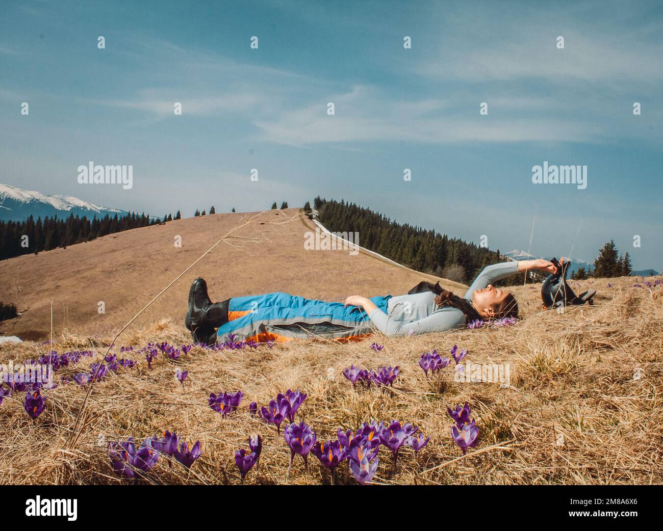 Adventurer resting in nature scenic photography Stock Photo - Alamy