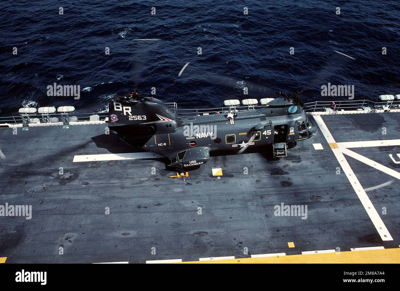 A Helicopter Combat Support Squadron 8 (HC-8) CH-46D Sea Knight ...