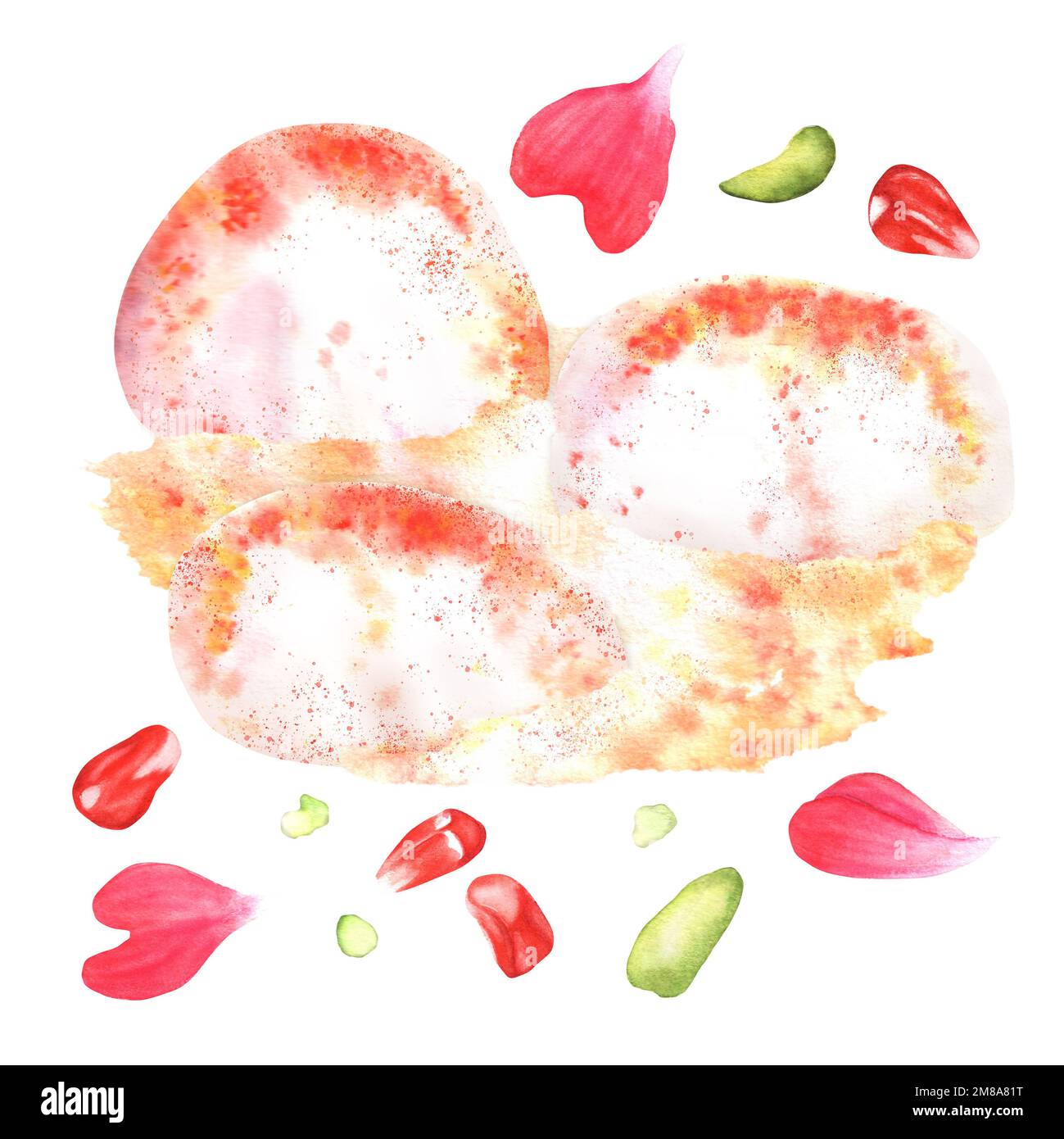 Hand-drawn watercolor indian food dahi vada. Traditional Holi food ...