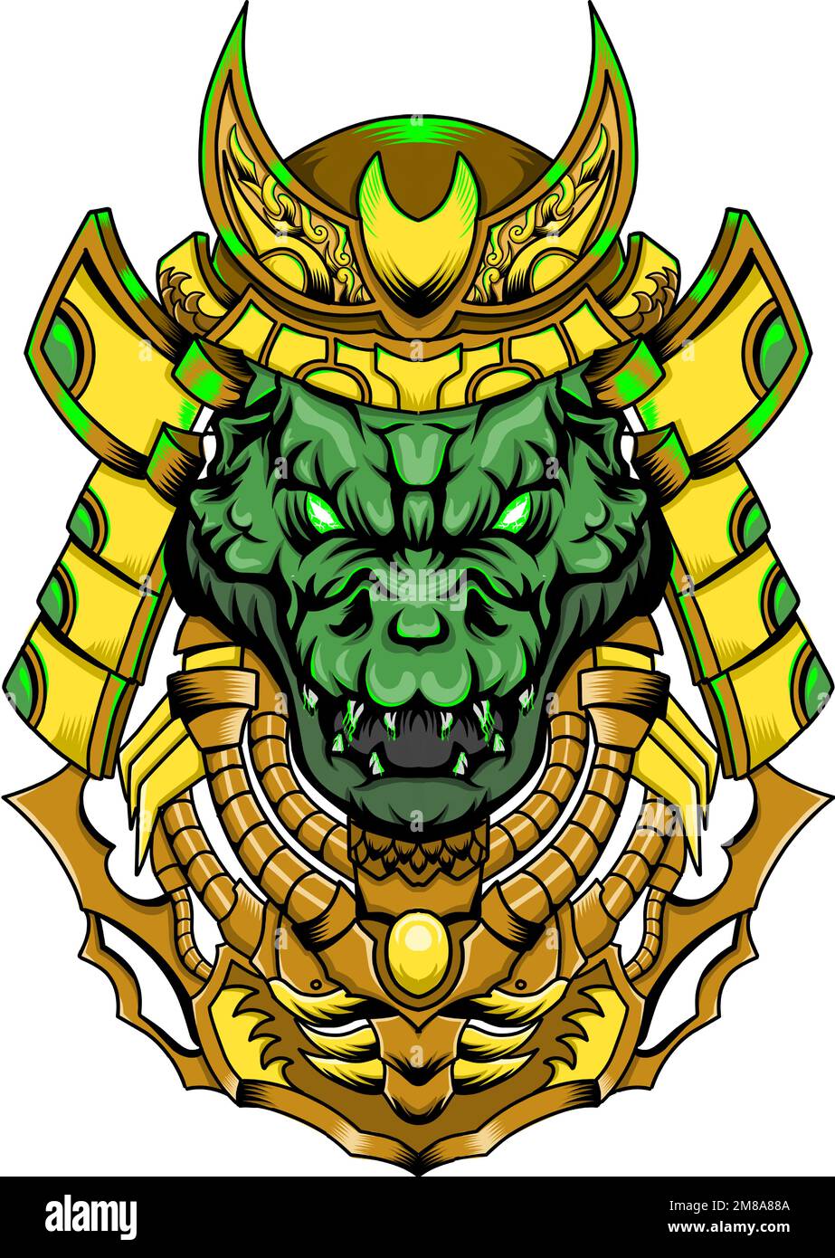 A vector of crocodile samurai in white background Stock Vector Image ...
