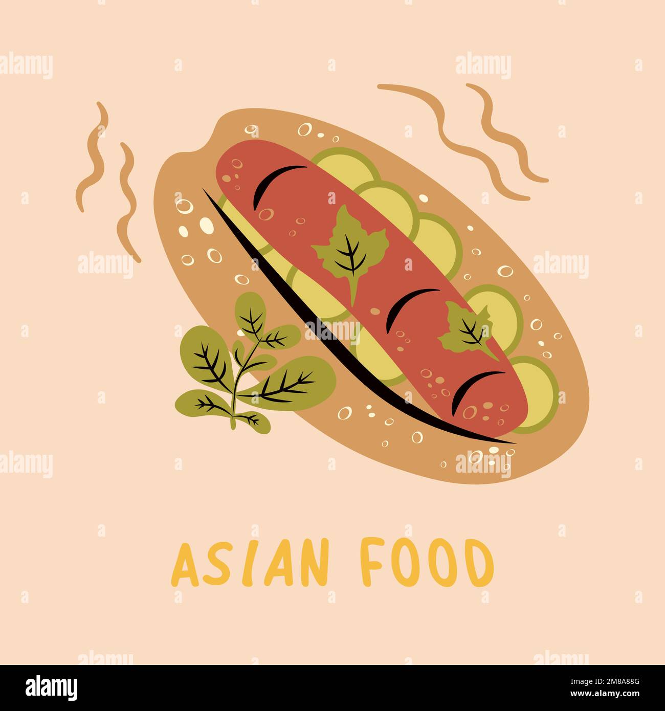street food asia hot dog vector illustration Stock Vector Image & Art ...